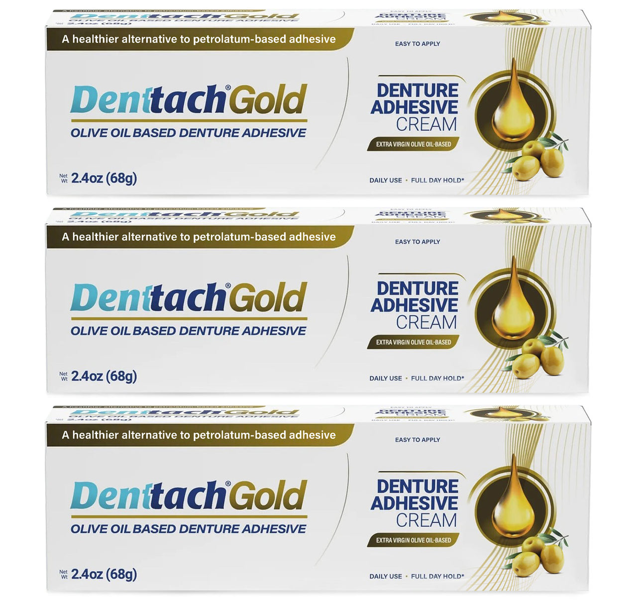 Denttach Gold—Olive Oil Based Denture Adhesive